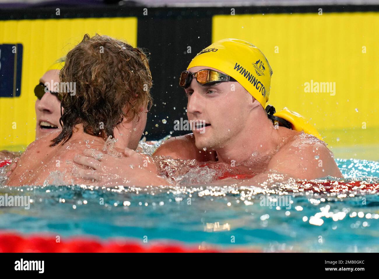 Elijah Winnington of Australia, right, reacts after winning the Men's ...