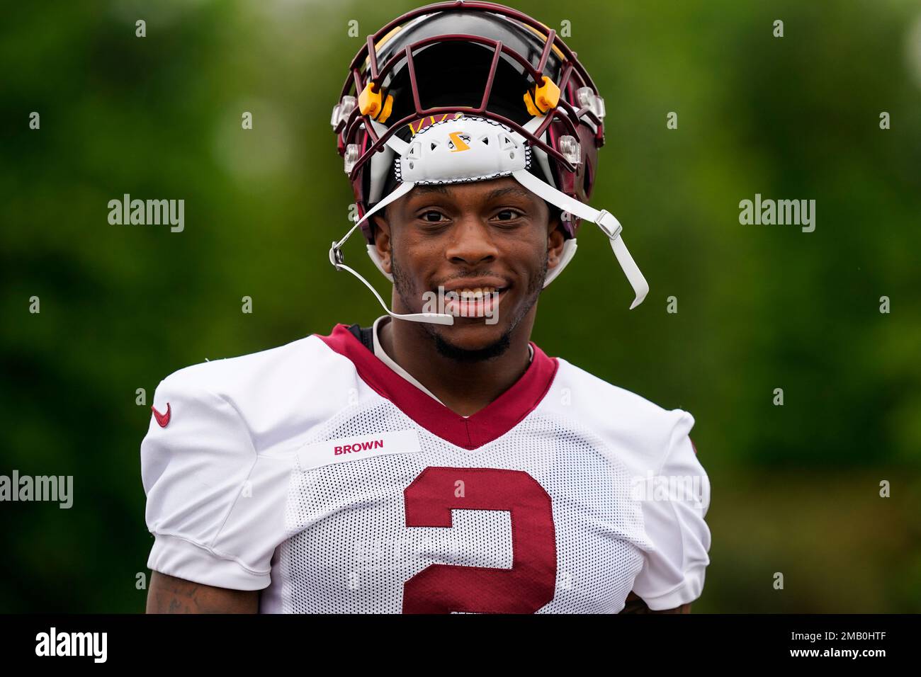 Washington Commanders wide receiver Dyami Brown (2) walks to practice ...