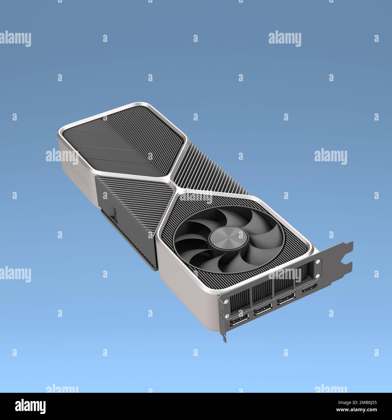 Computer PC components Display video graphics card 3d render on blue ...