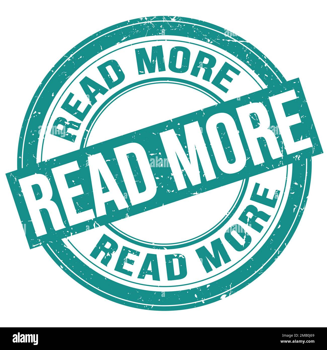 READ MORE text written on blue round grungy stamp sign Stock Photo - Alamy