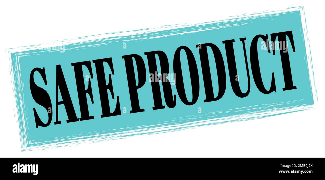 SAFE PRODUCT text written on blue-black rectangle stamp sign Stock ...