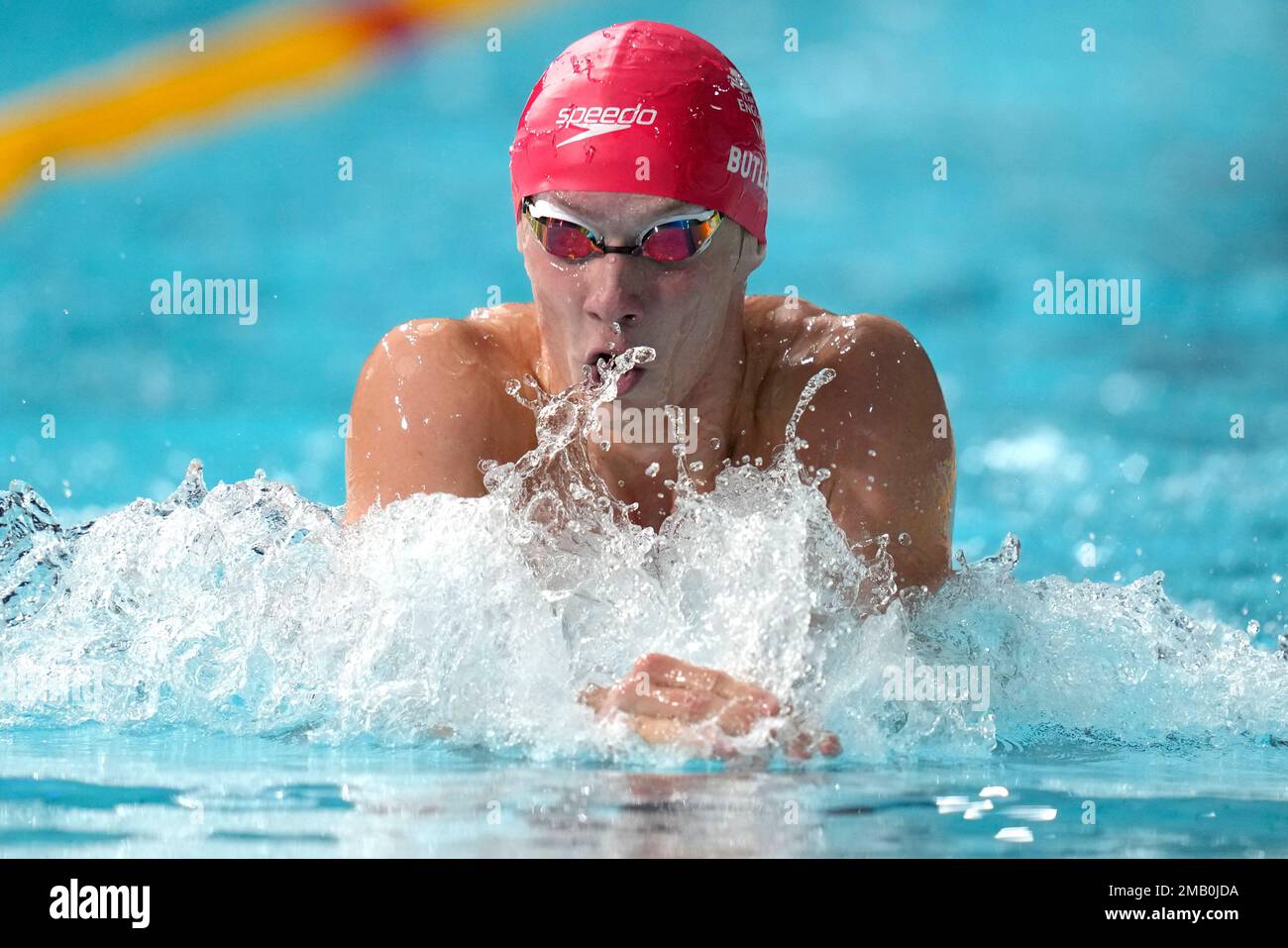 Greg Butler of England competes in the Men's 200m Breaststroke heat ...