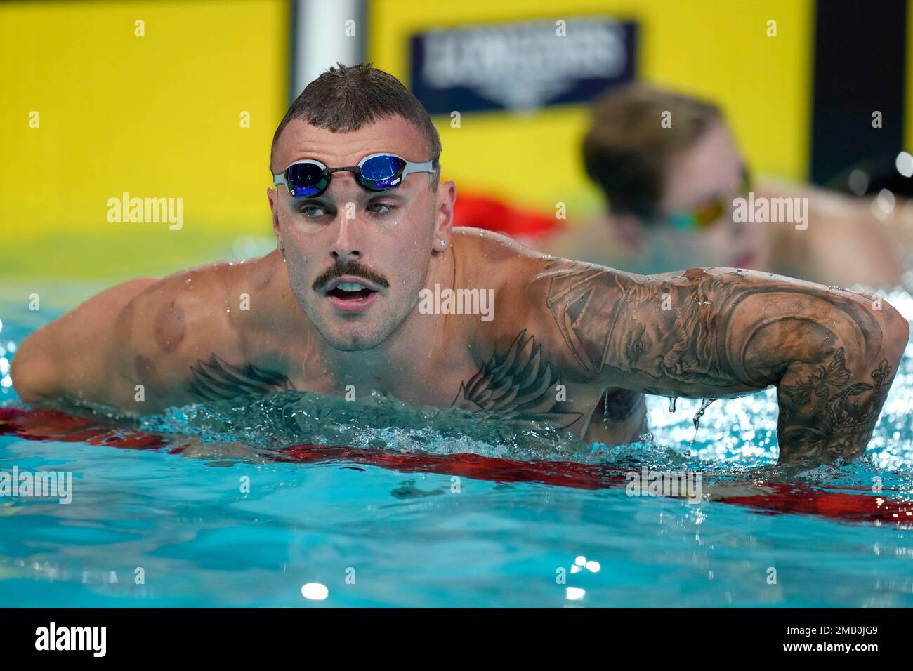 Kyle Chambers of Australia leaves the pool after he competed in the Men ...