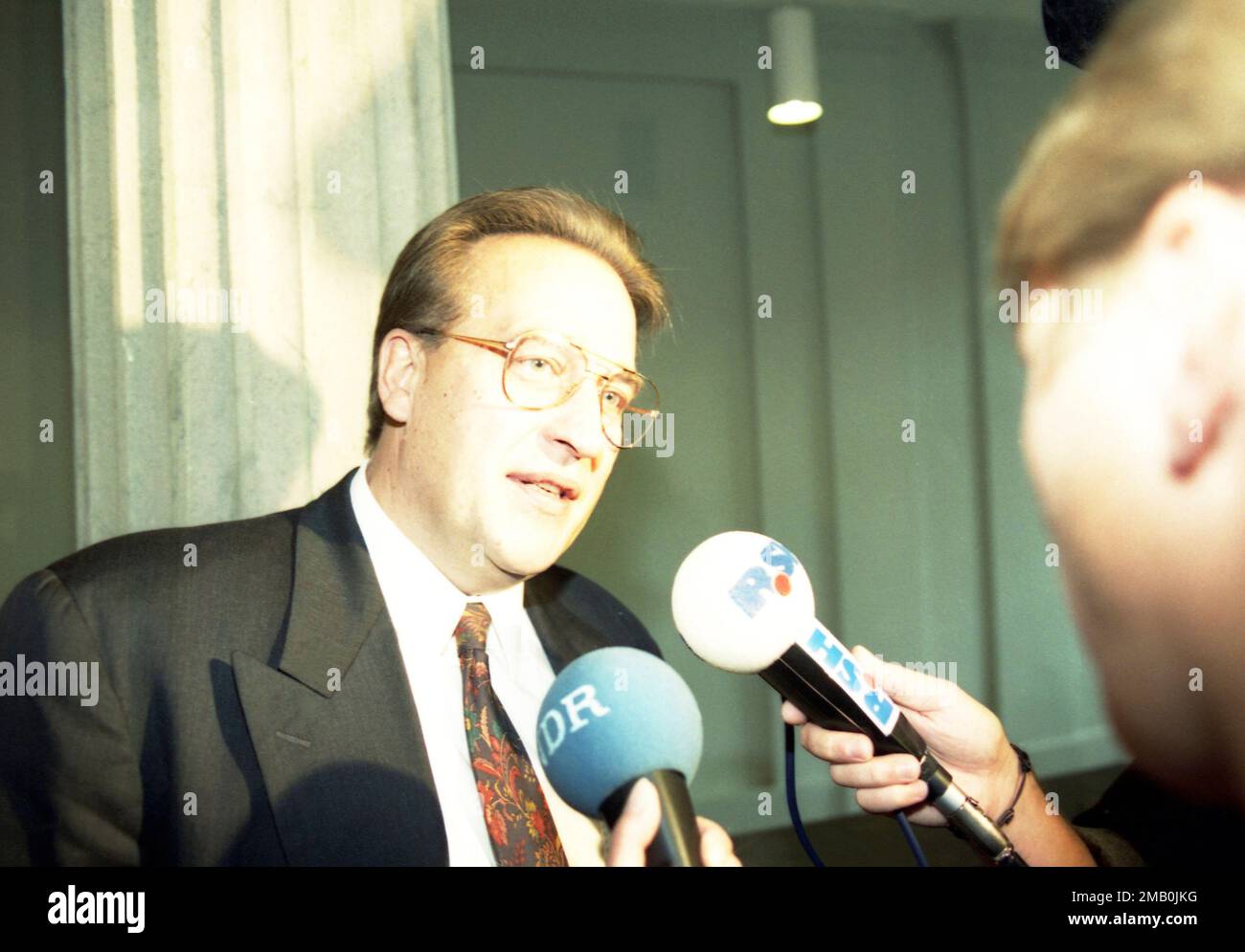 Erich Samson, one of the defendant's defense attorneys, is waiting in the hallway of the court ...