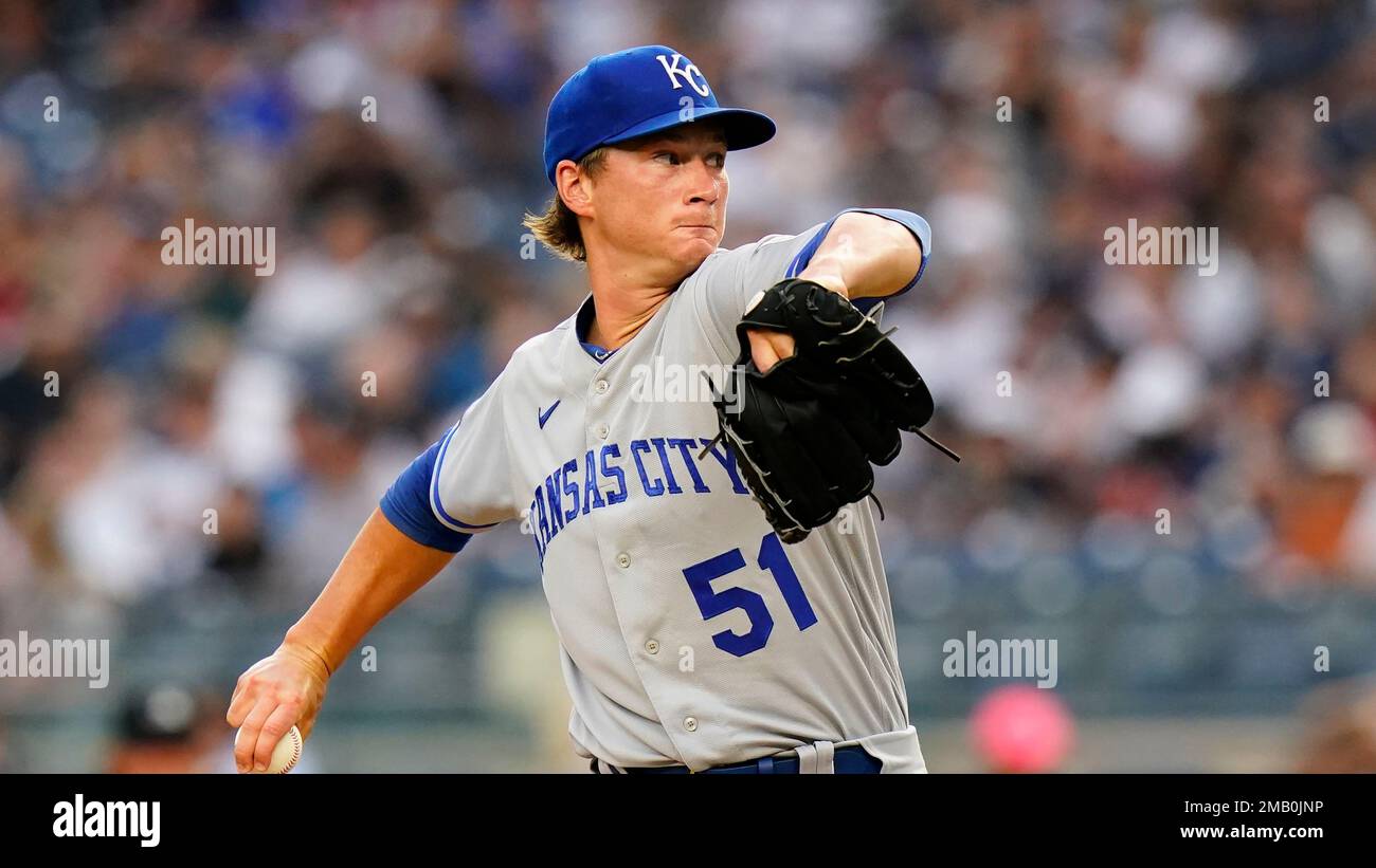 Kansas City Royals' Brady Singer pitches during the first inning of a ...