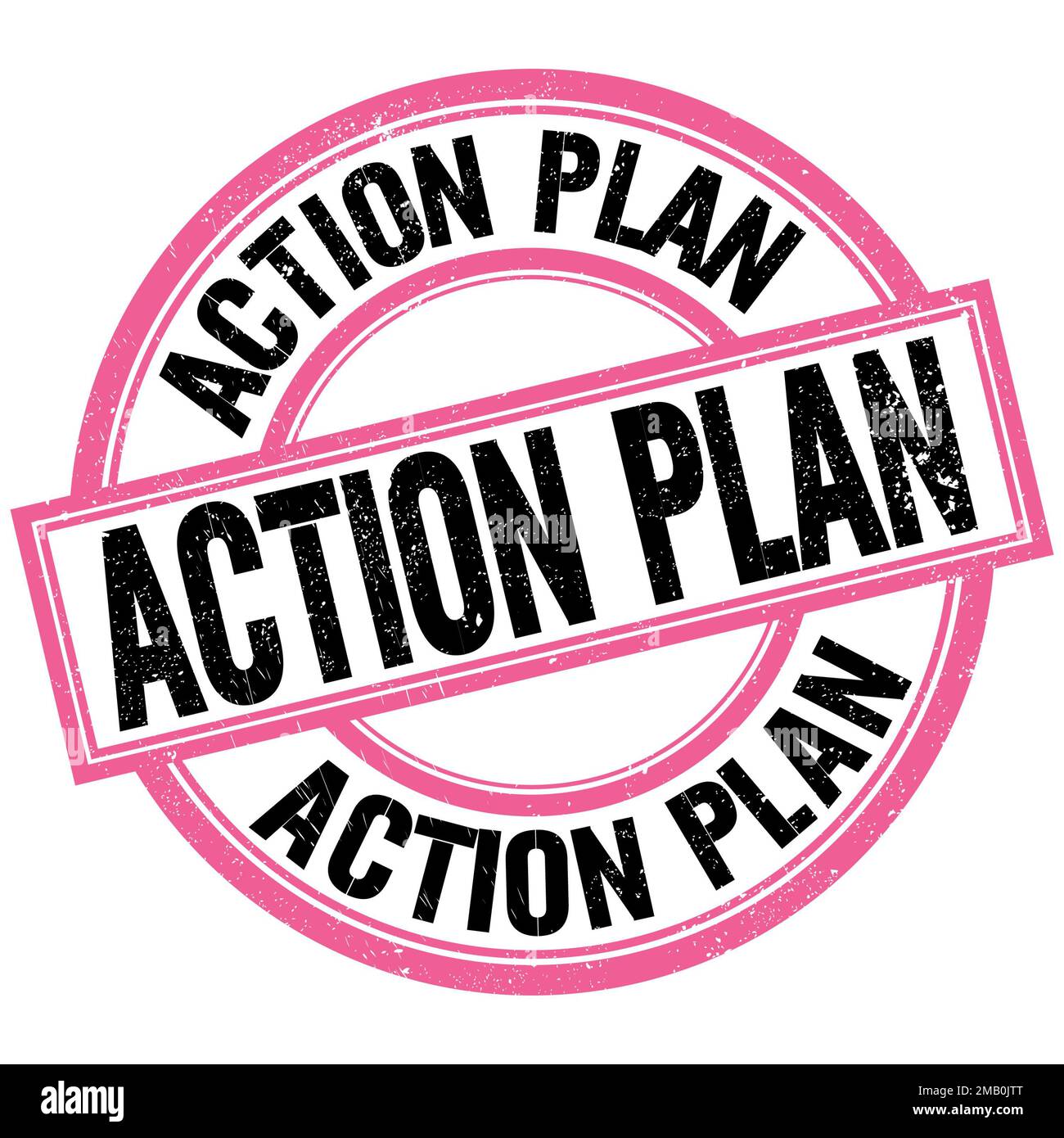 ACTION PLAN text written on pink-black round stamp sign Stock Photo - Alamy