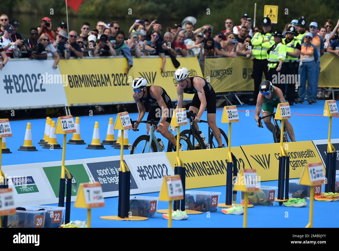 New Zealand's Hayden Wilde, left, Tayler Reid, center, and South Africa ...
