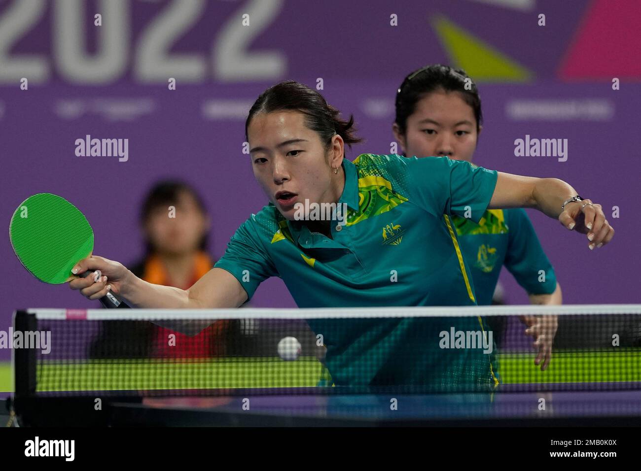 Australia's Minhyung Jee, left, and Yangzi Liu compete against Malaysia ...