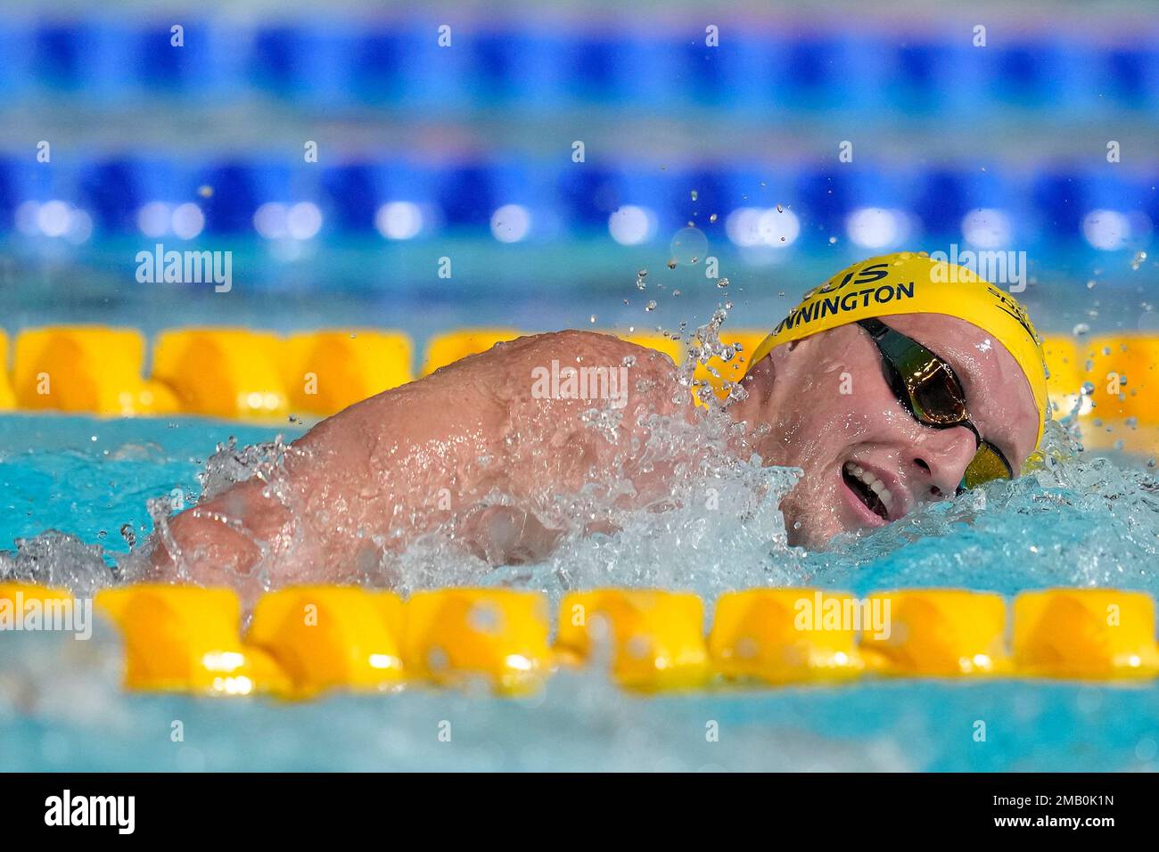 Elijah Winnington of Australia competes in the Men's 400m Freestyle ...