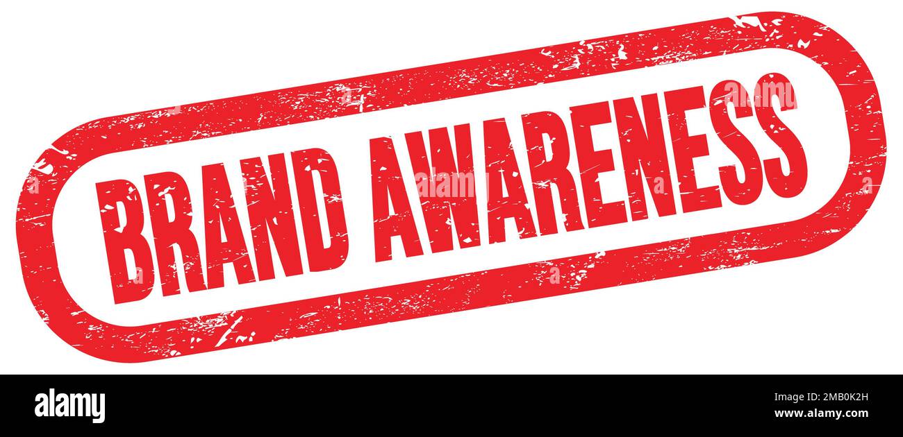 BRAND AWARENESS, text on red rectangle stamp sign Stock Photo - Alamy