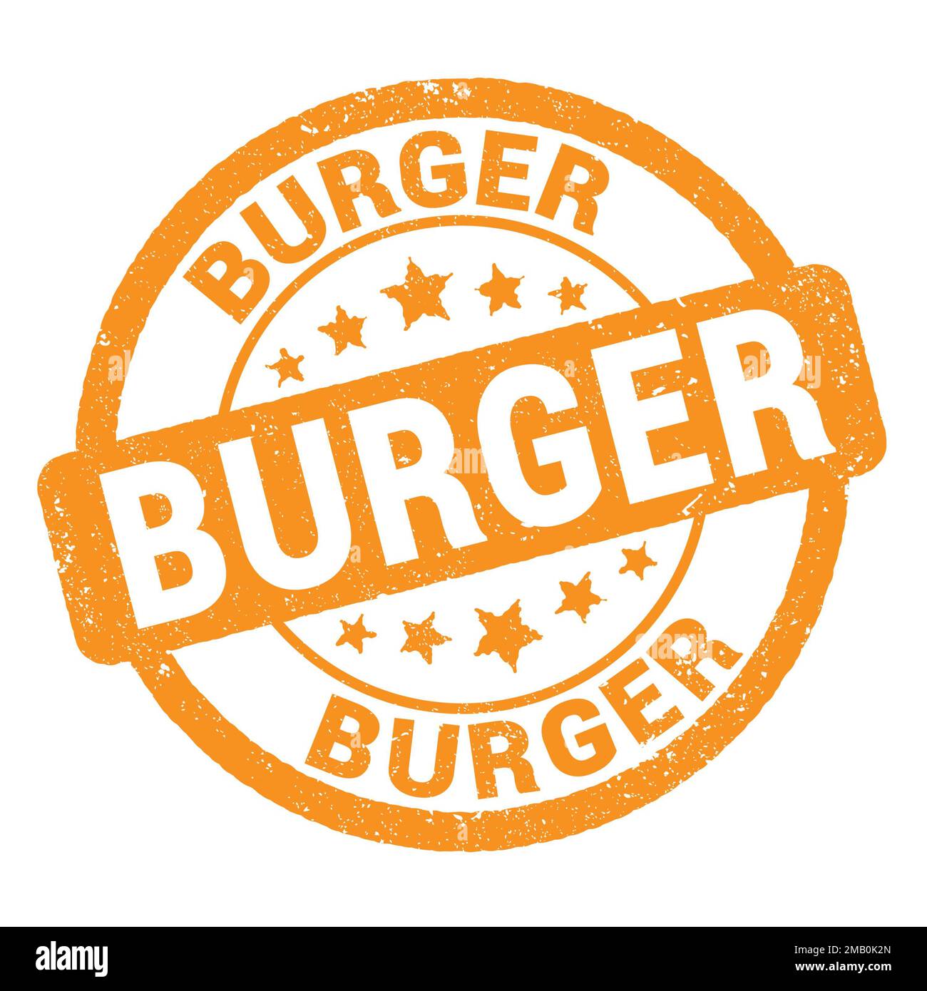 BURGER text written on orange grungy stamp sign Stock Photo - Alamy
