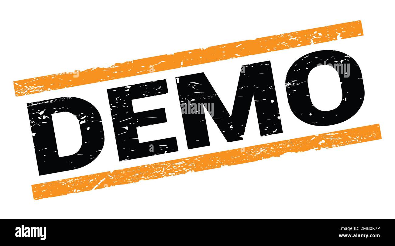 DEMO text written on orange rectangle stamp sign Stock Photo - Alamy