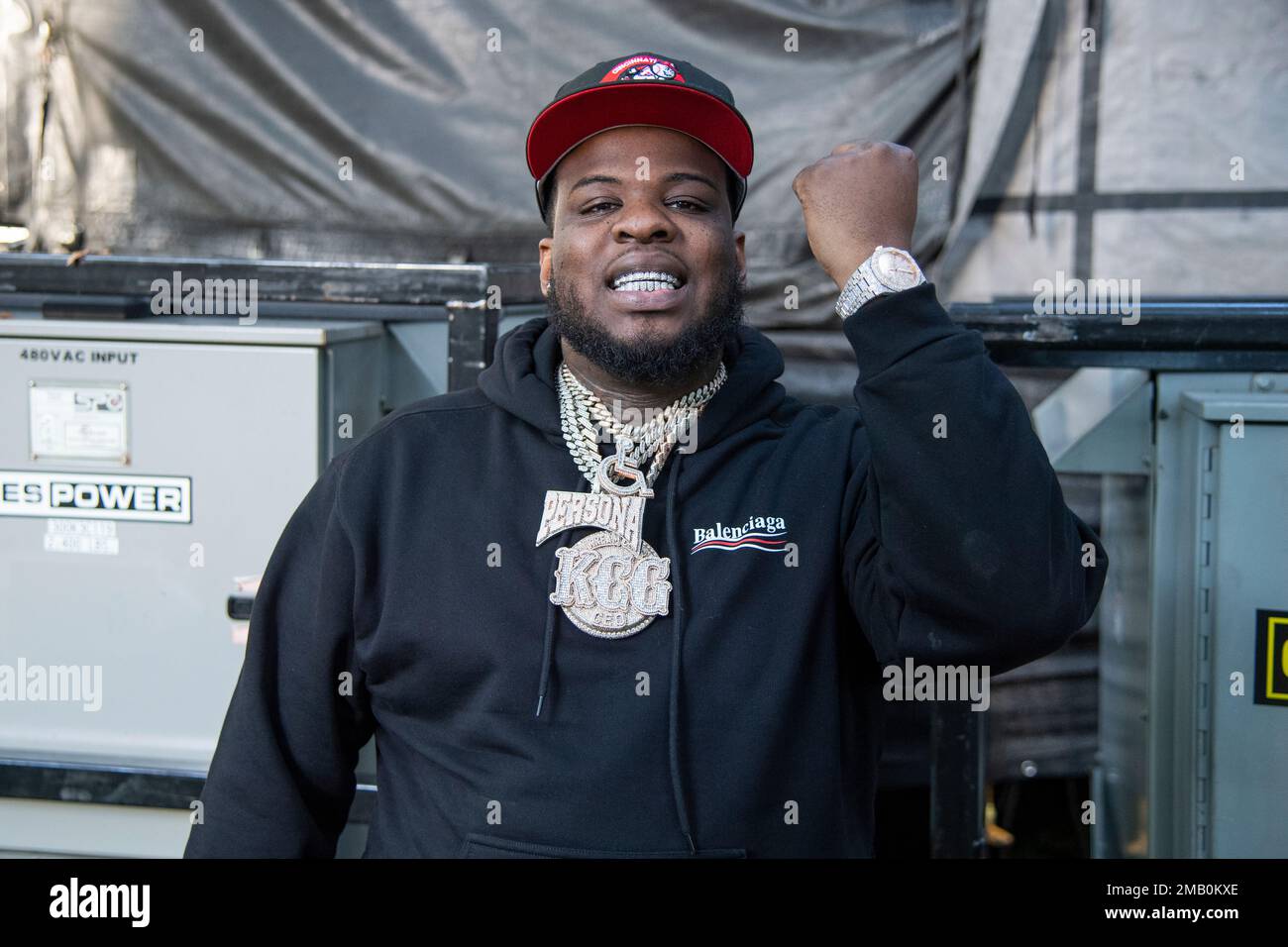 Maxo Kream poses for a portrait on day one of the Lollapalooza Music Festival on Thursday, July ...