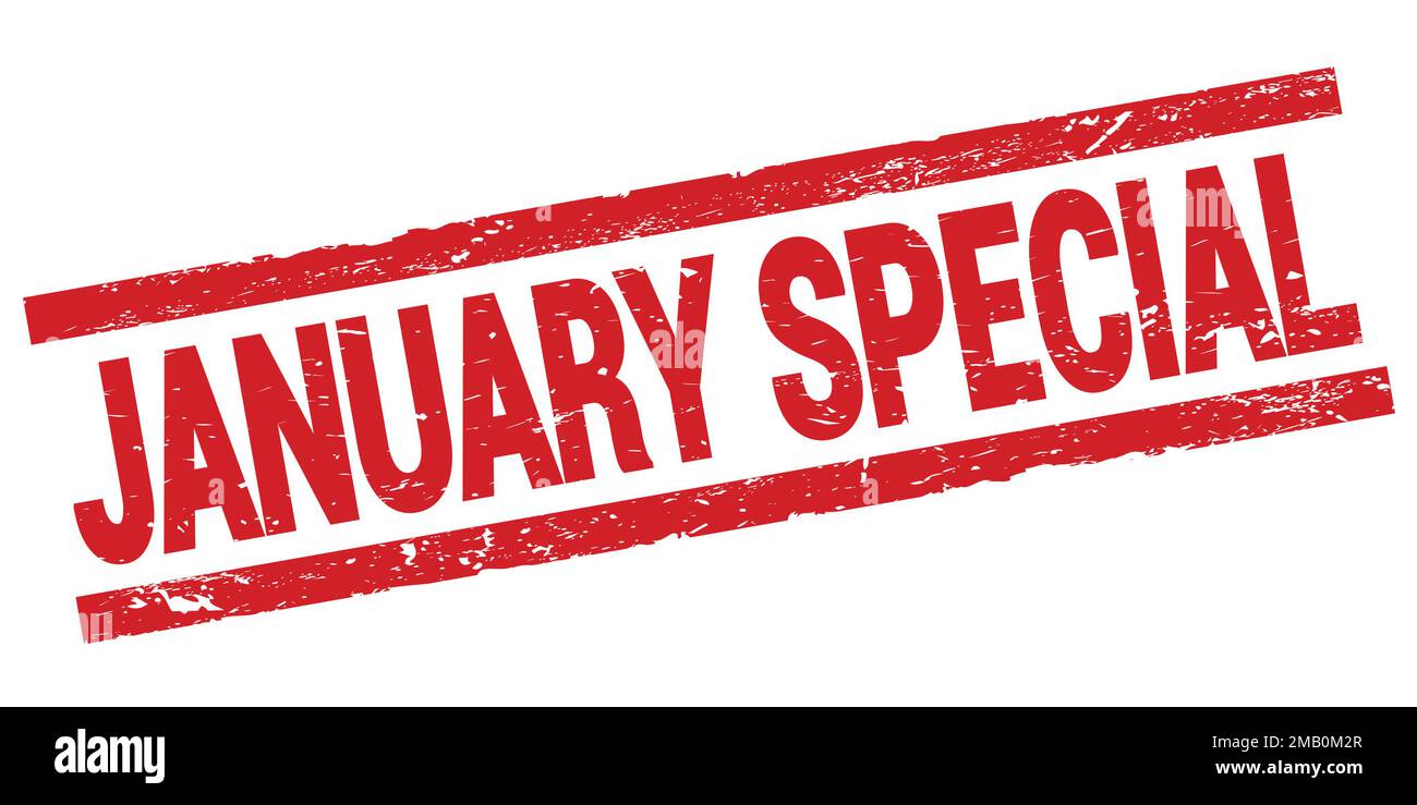 JANUARY SPECIAL text written on red rectangle stamp sign Stock Photo ...