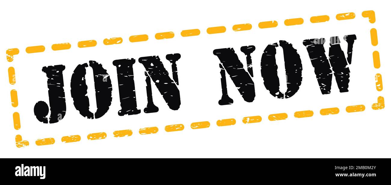 JOIN NOW text written on yellow-black dash stamp sign Stock Photo - Alamy