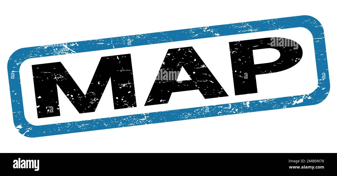 MAP text written on blue-black rectangle stamp sign Stock Photo - Alamy