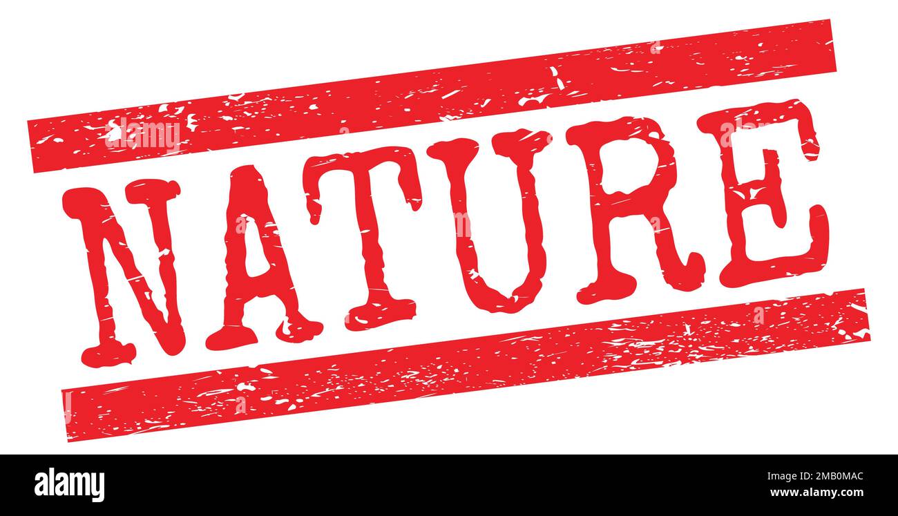 NATURE text written on red grungy lines stamp sign Stock Photo - Alamy