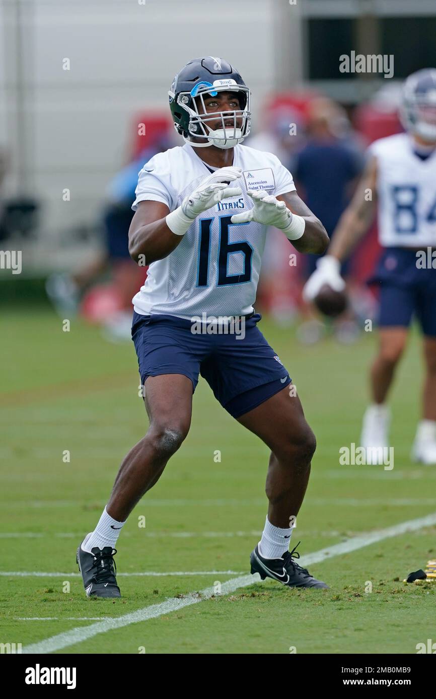 Tennessee Titans wide receiver Treylon Burks takes part in drills ...