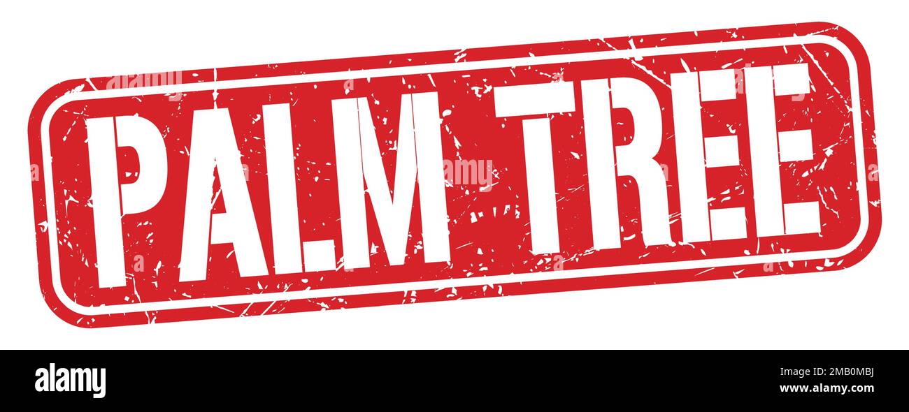 PALM TREE text written on red grungy stamp sign Stock Photo - Alamy