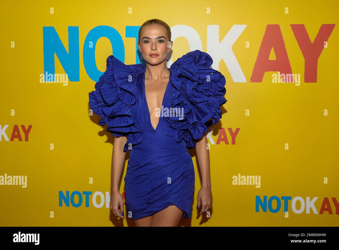 Actor Zoey Deutch attends the premiere of "Not Okay" at the Angelika ...