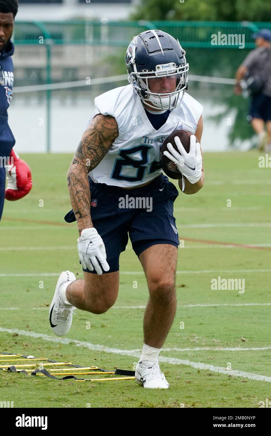 Tennessee Titans wide receiver Brandon Lewis (84) takes part in drills ...