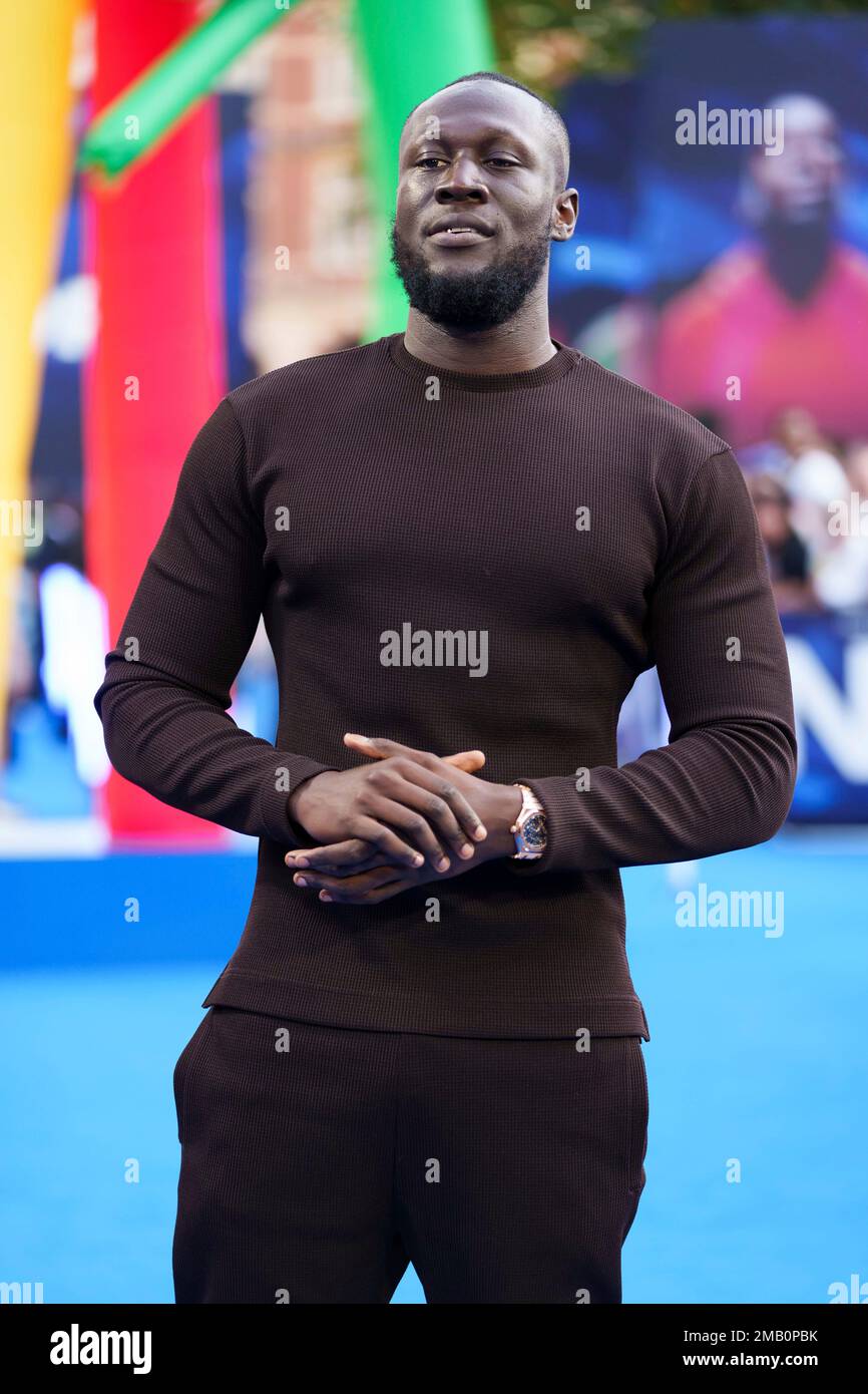 Stormzy poses for photographers upon arrival for the premiere of the ...