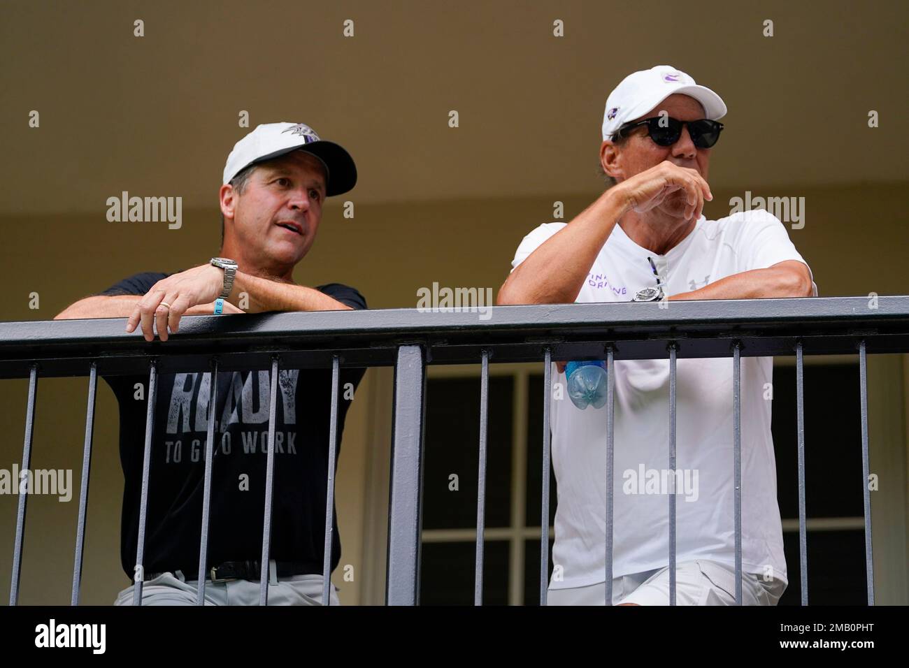 Baltimore Ravens owner Steve Bisciotti, right, and head coach John ...