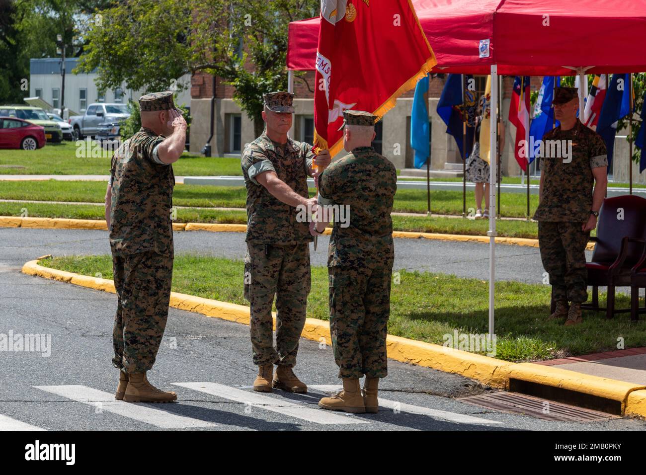 U.S. Marine Corps Brig. Gen. Arthur J. Pasagian passes the Marine Corps ...