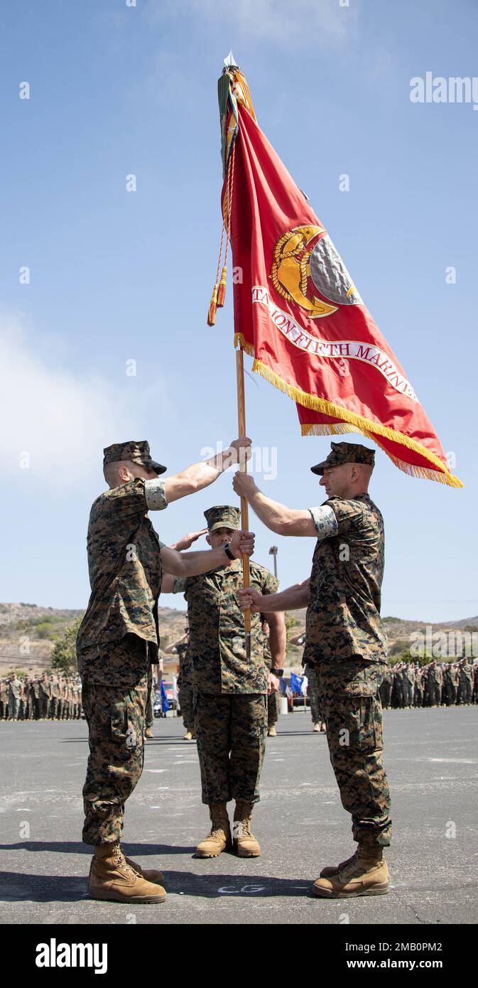 U.S. Marine Corps Lt. Col. Andrew Terrell (right), the outgoing ...