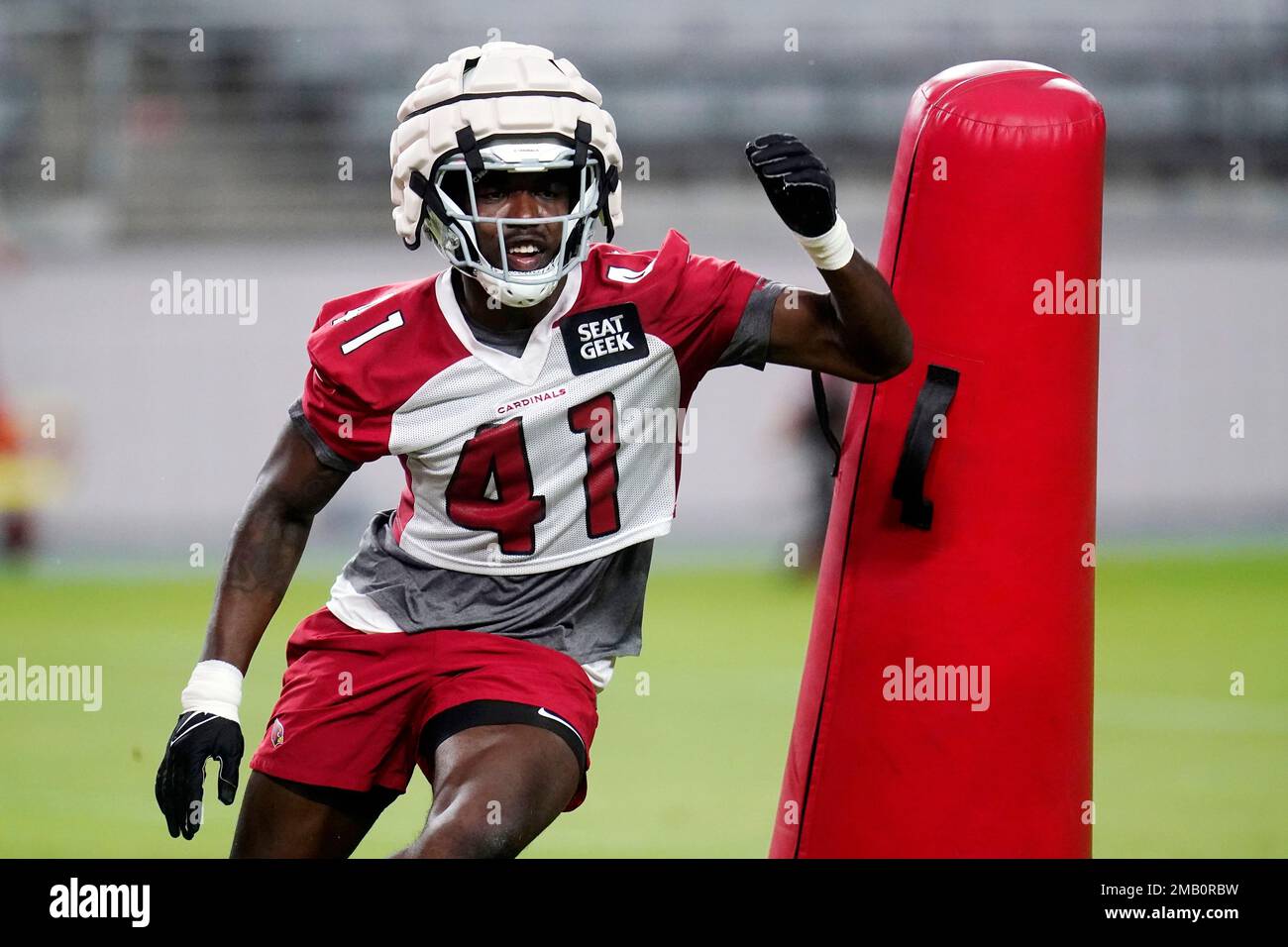 Arizona Cardinals linebacker Myjai Sanders takes part in drills during ...