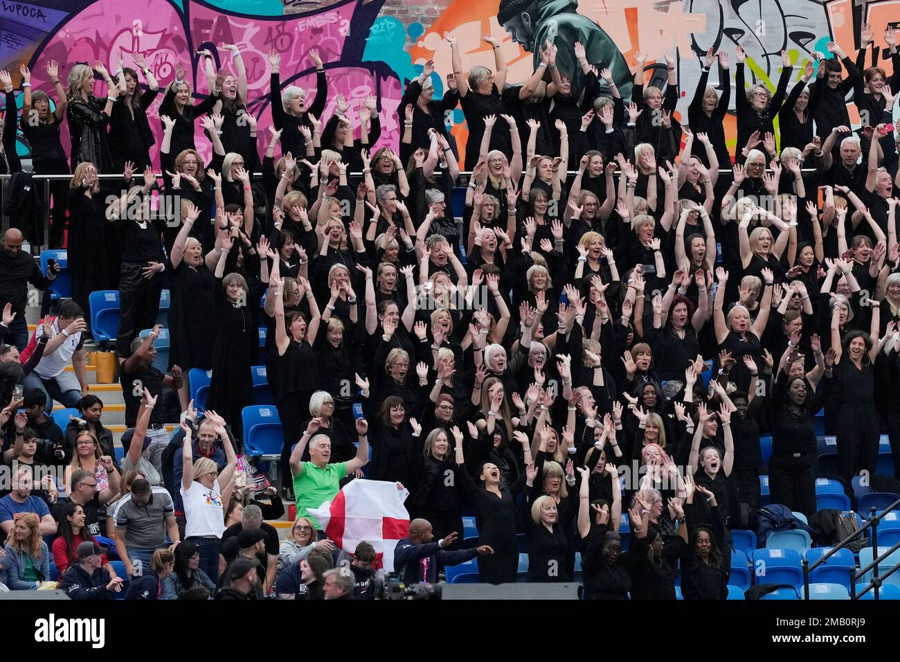 People cheer before the Commonwealth Games opening ceremony at the ...