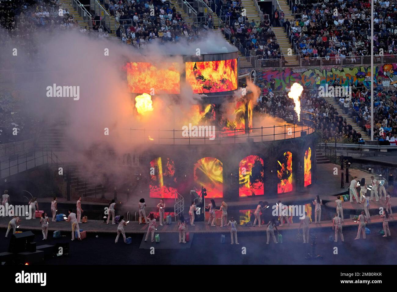 cast members perform during the Commonwealth Games opening ceremony at ...