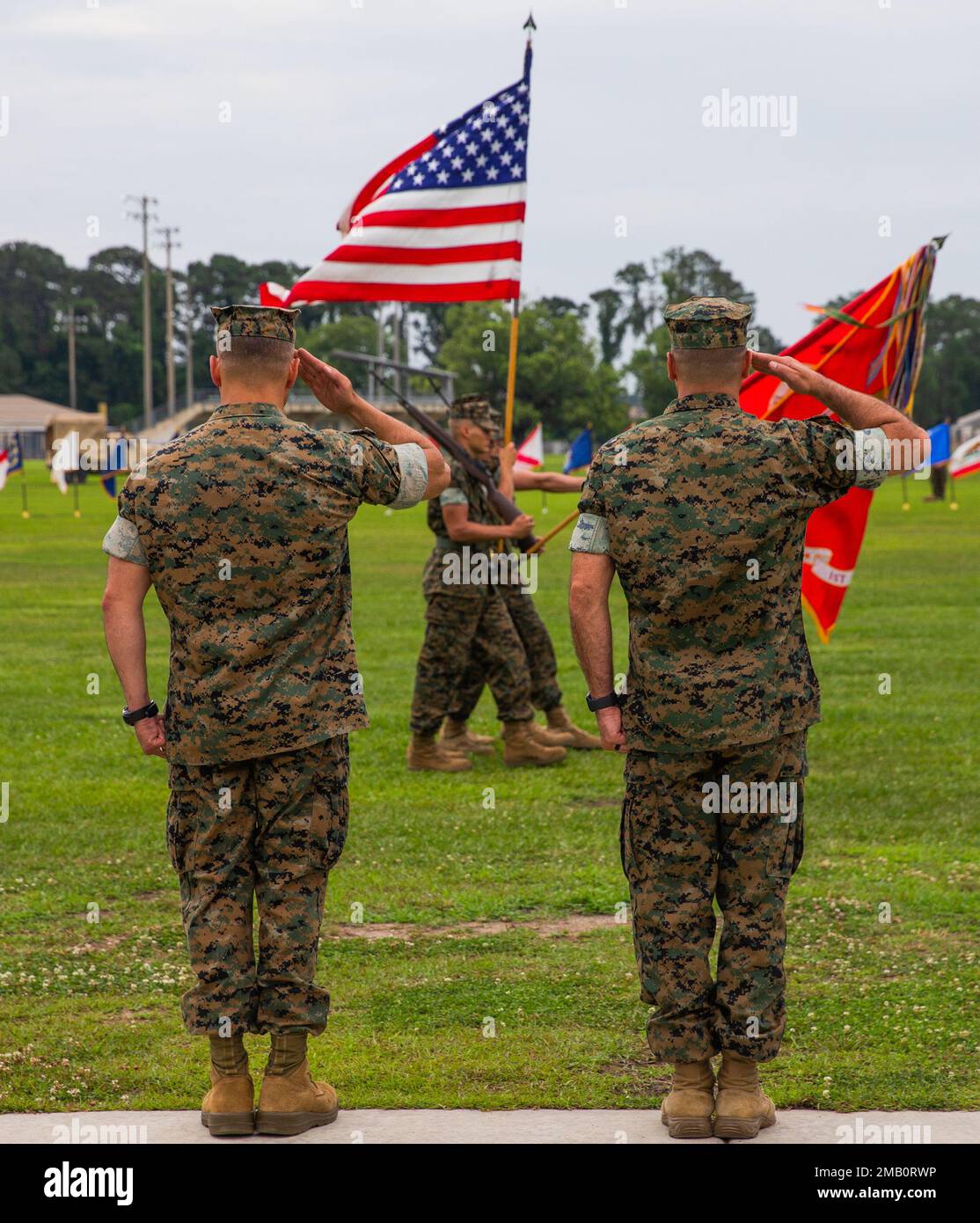 U.S. Marine Corps Lt. Col. Scott H. Helminski, right, the incoming ...