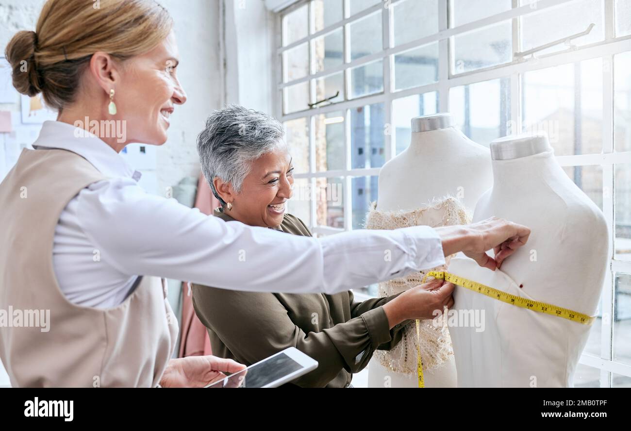 Fashion, designer and measure with business people and mannequin for ...