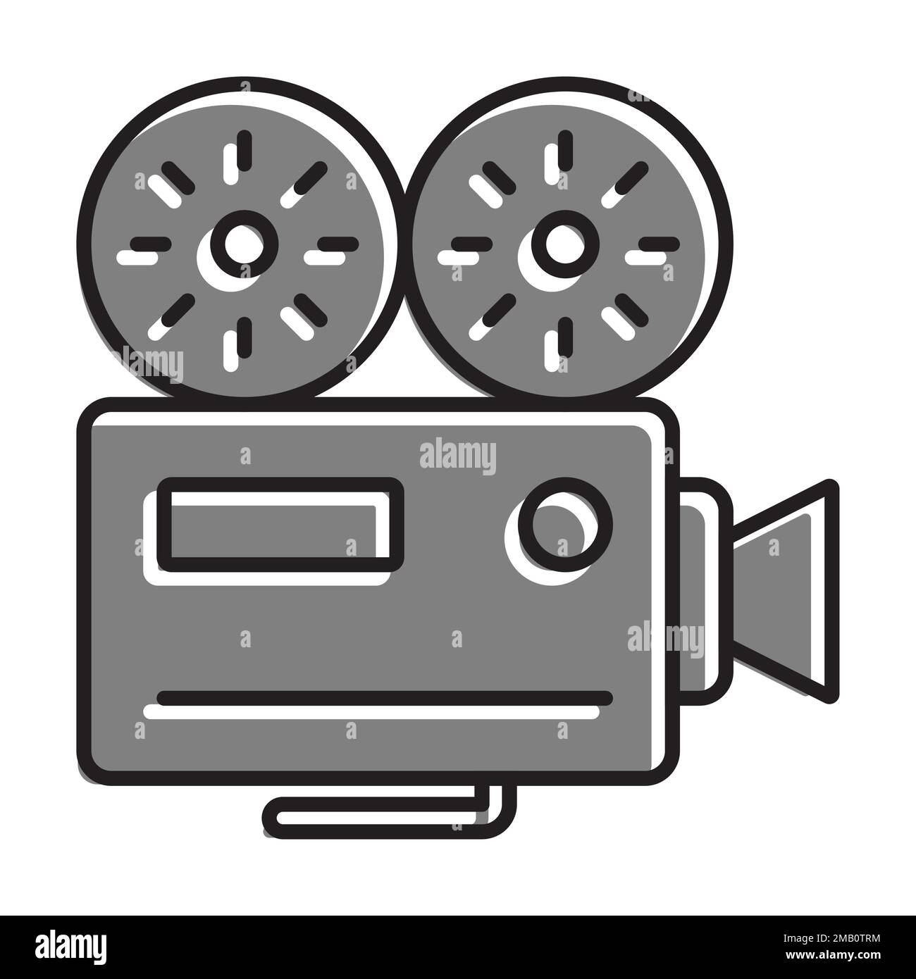 Linear filled with gray color icon Old Camcorder. Filming Movie On Retro Instrument. Film ...
