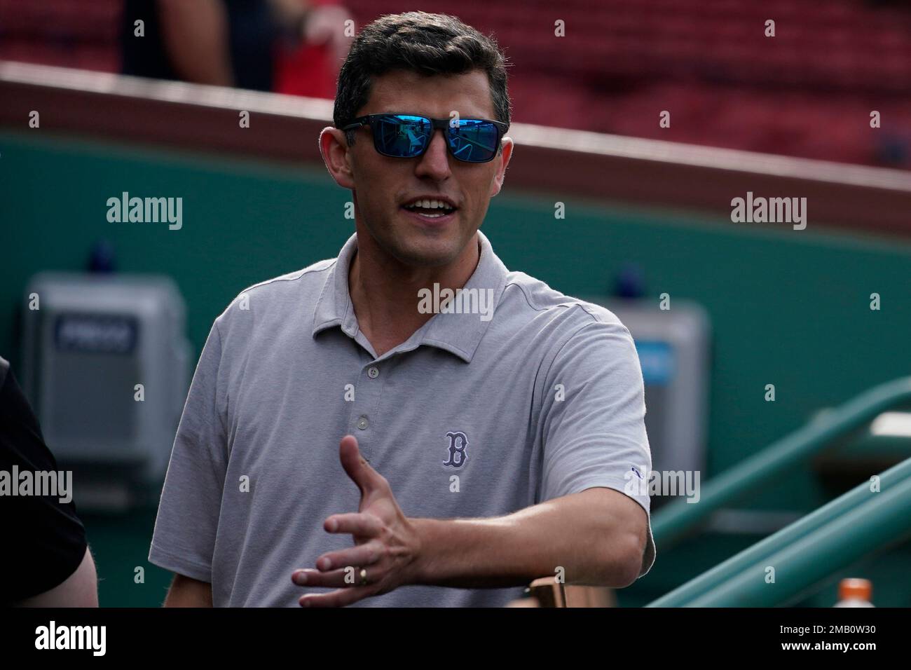 Boston Red Sox baseball executive Chaim Bloom prior to a baseball game ...