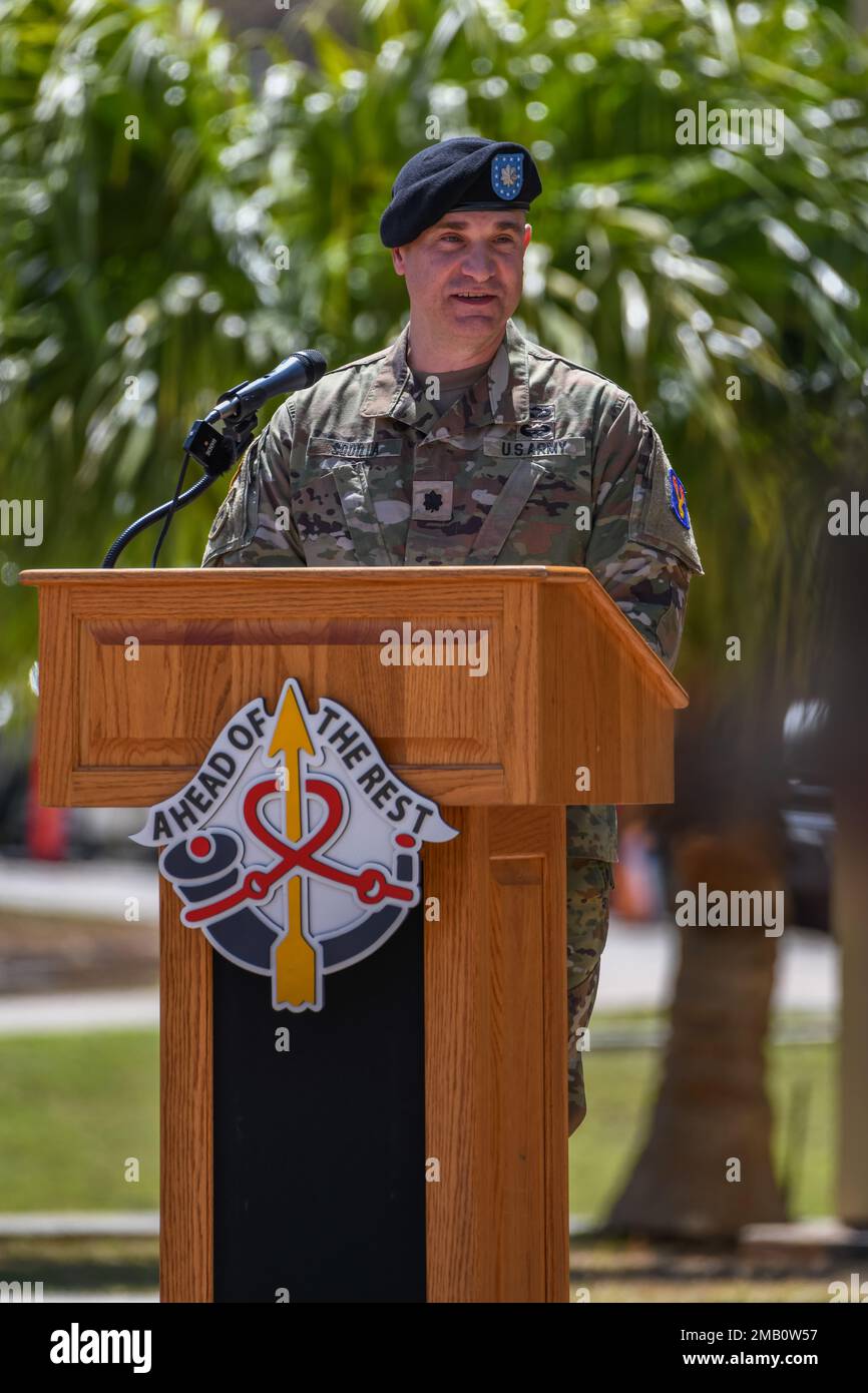 U.S. Army Lt. Col. Damien J. Squilla, incoming commander of Support ...