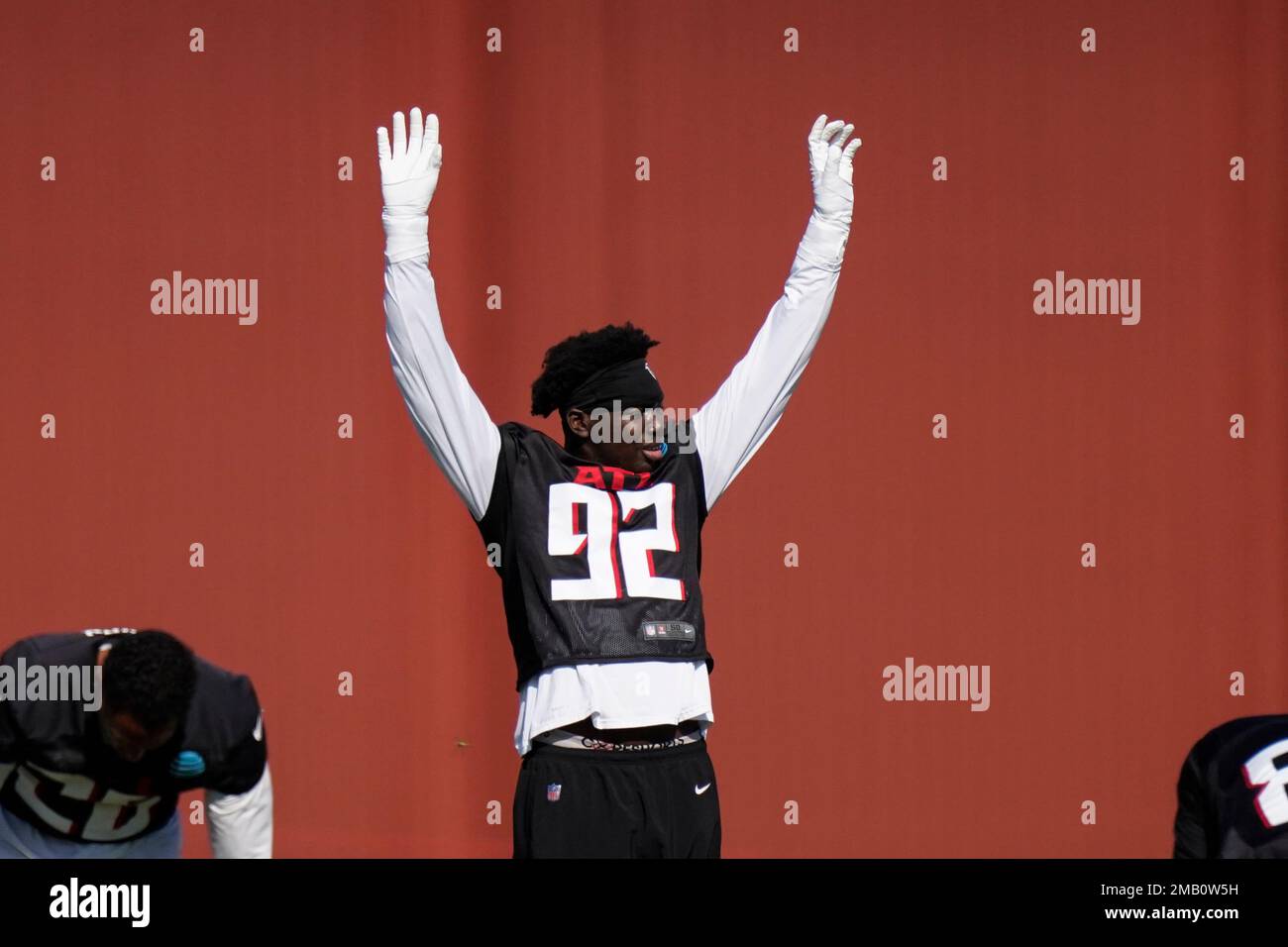 Atlanta Falcons linebacker Adetokunbo Ogundeji (92) takes part in ...