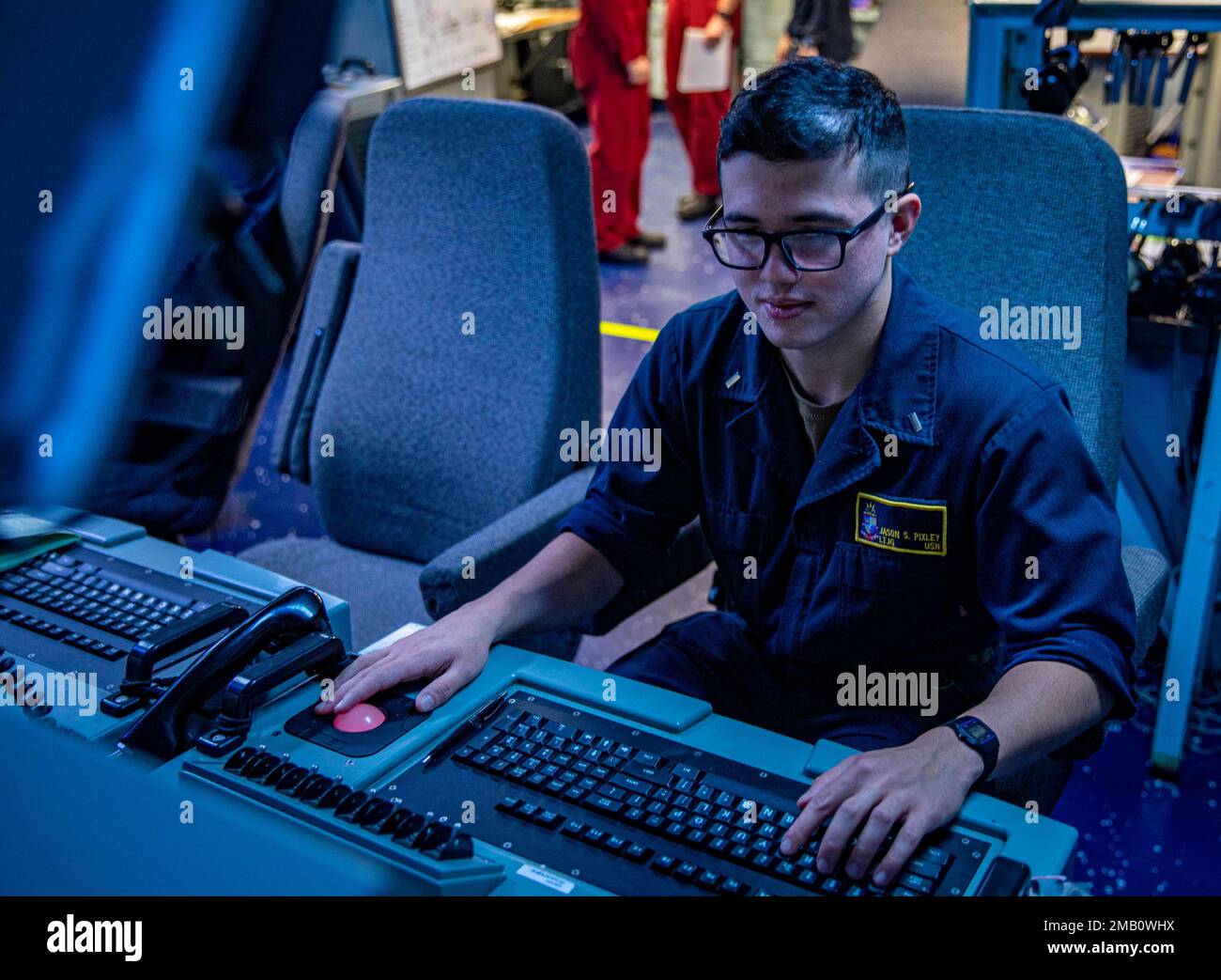 PHILIPPINE SEA (June 9, 2022) Lt. j.g. Jason Pixley, mans the ...