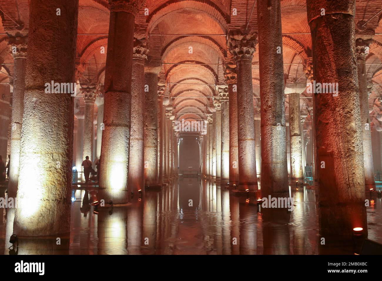 Visitors walk along the Byzantine-era Basilica Cistern in Istanbul ...