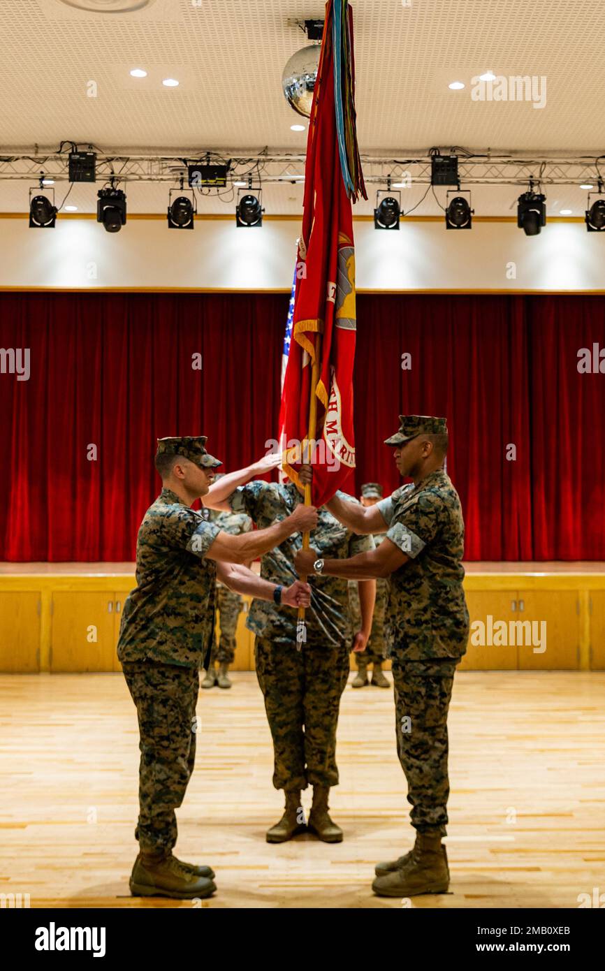 U.S. Marine Corps Lt. Col. Roe Lemons, the outgoing commanding officer ...