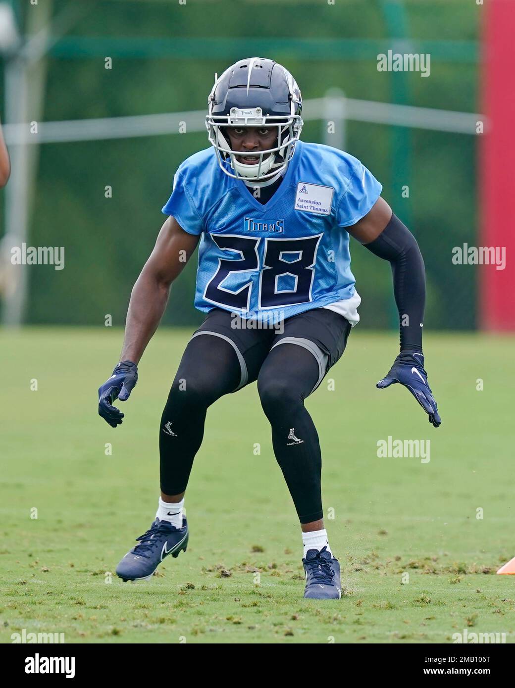Tennessee Titans defensive back Joshua Kalu takes part in drills during ...