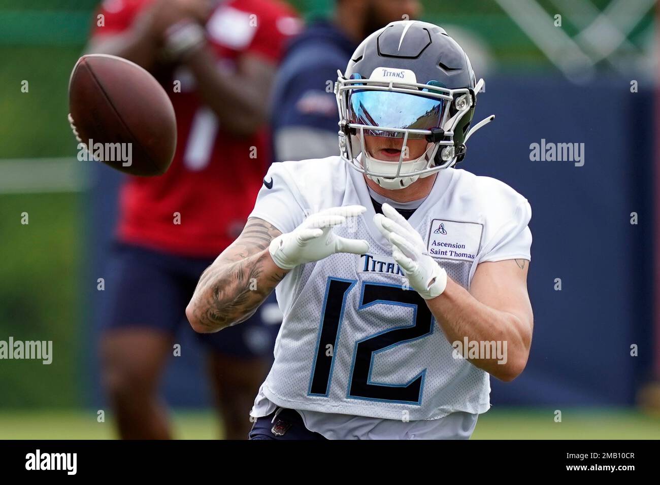 Tennessee Titans wide receiver Mason Kinsey takes part in drills during ...