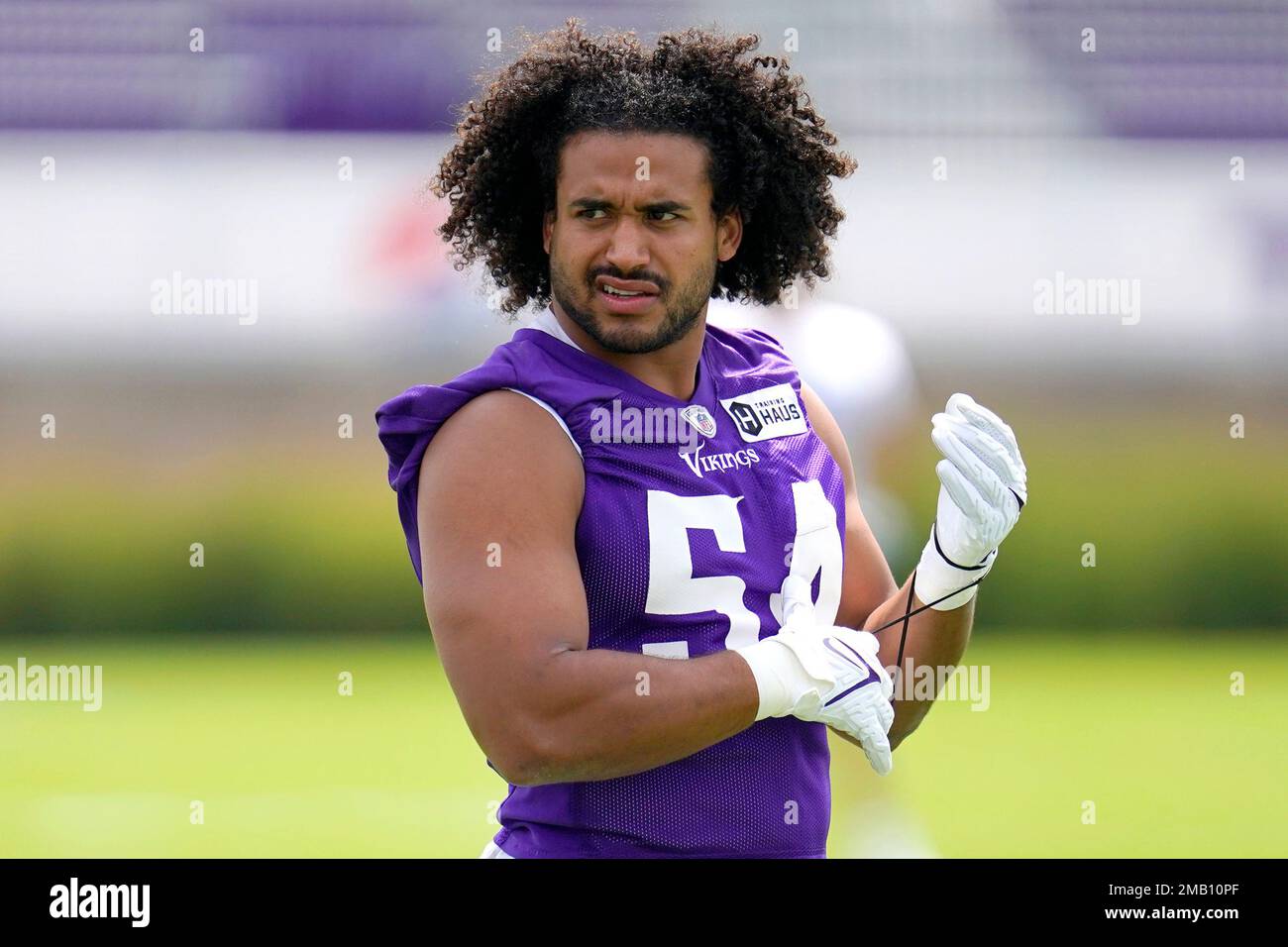 Minnesota Vikings linebacker Eric Perkins (54) watches during the NFL ...