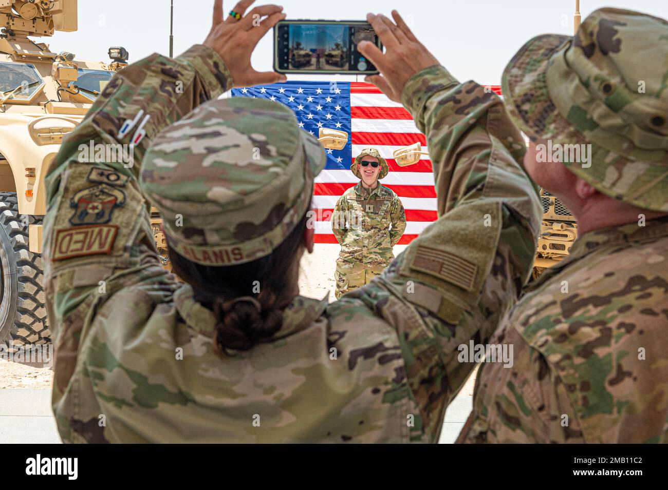 U.S. Air Force Capt. Kendra Alanis, foreground, assigned to the 378th ...
