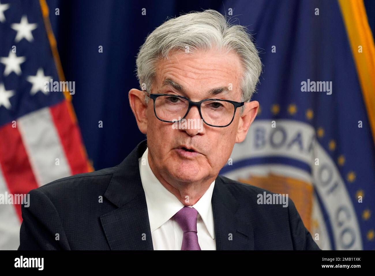 Federal Reserve Chairman Jerome Powell speaks during a news conference ...