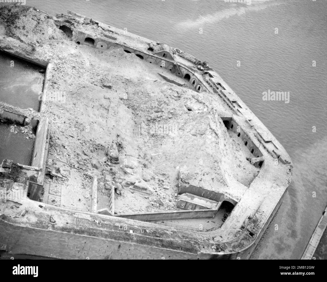 A destroyed German fort on the outskirts of Cherbourg, France, lies in ...