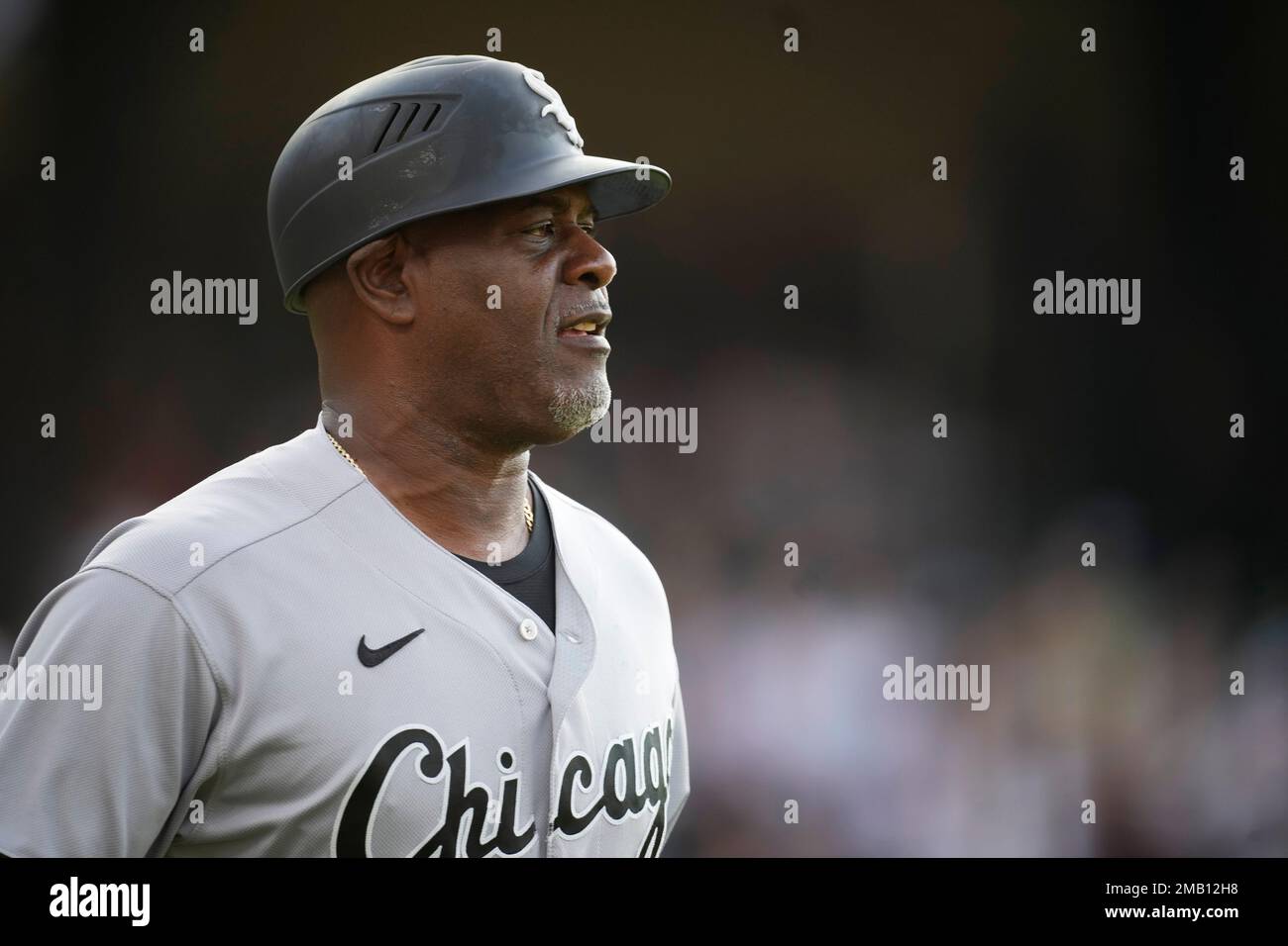 Chicago White Sox first base coach Daryl Boston (8) in the first inning ...
