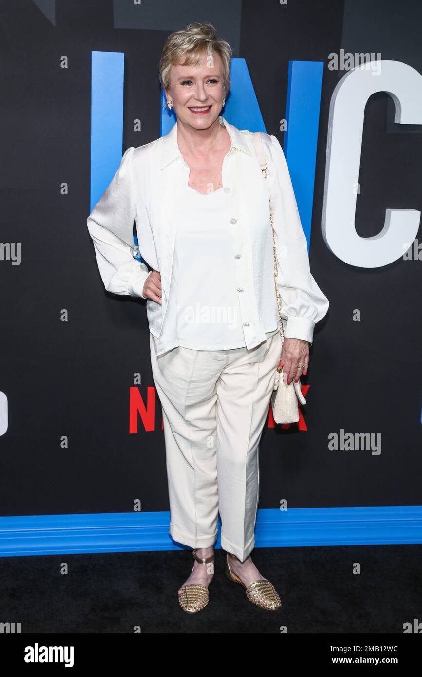 Actor Eve Plumb attends the premiere of the Netflix series "Uncoupled ...