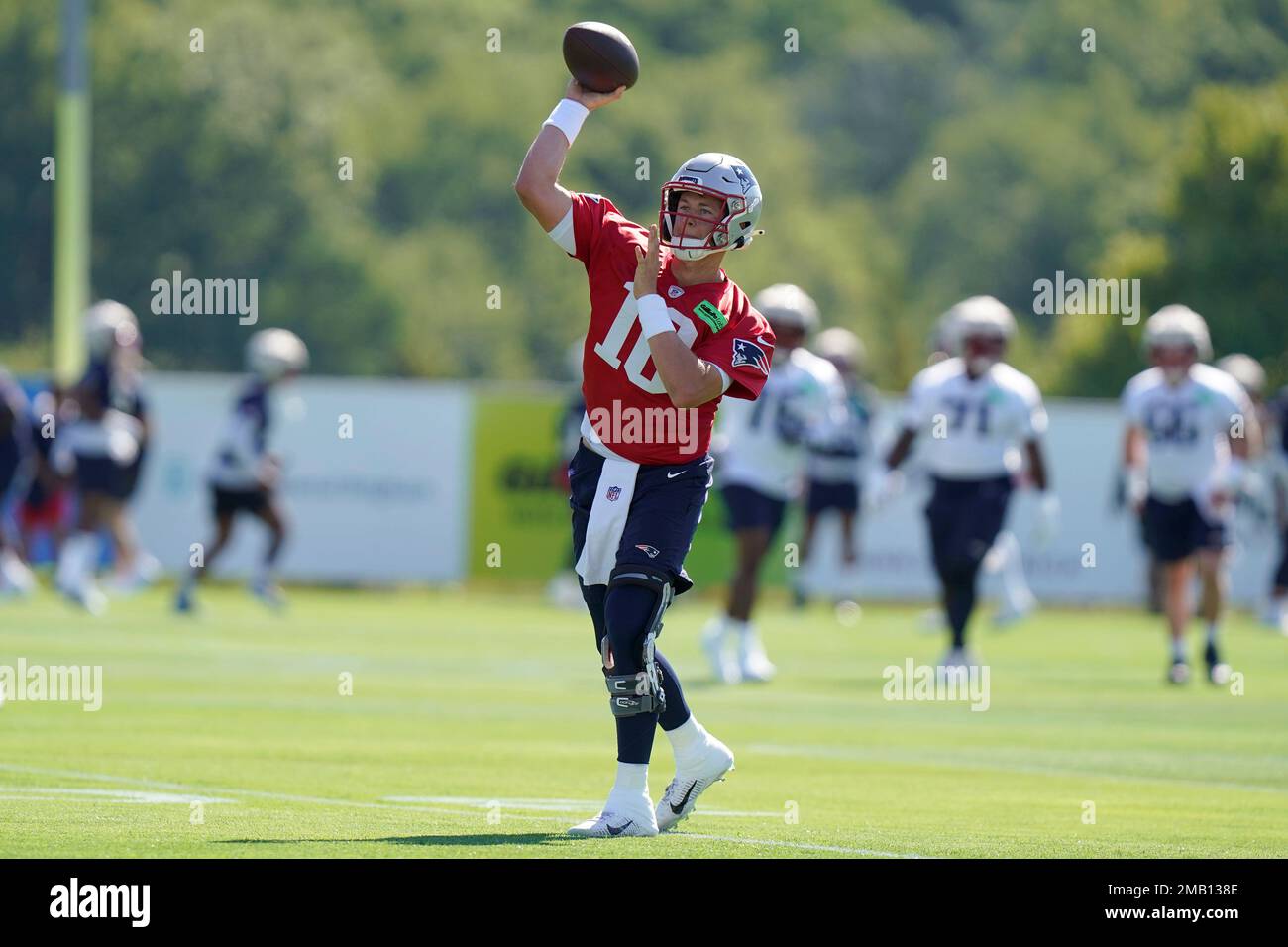 New England Patriots quarterback Mac Jones throws a pass during the NFL ...